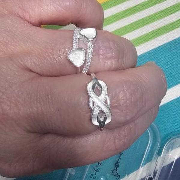 925 Sterling Solid Silver, Infinity Blank Channel Ring Setting, Good ...