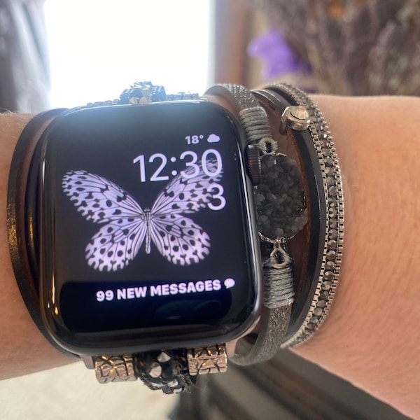 Mixed Metal Stainless Steel Apple Watch Band and Bracelet Stack by ...