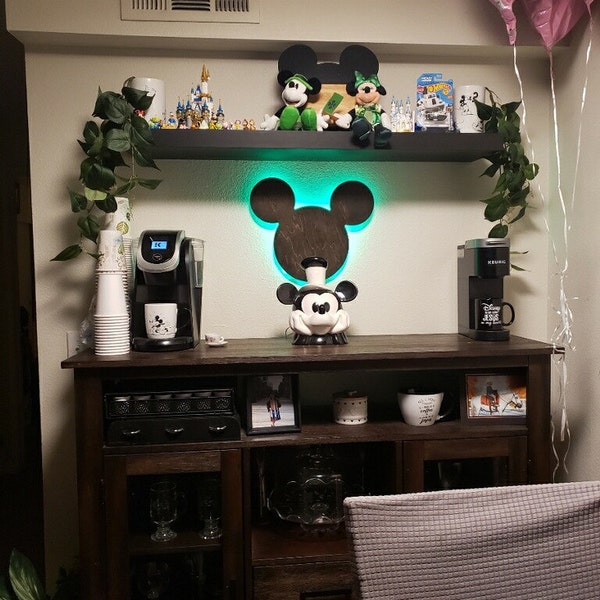 Illuminated Mickey Head With Multicolor LED Lighting, Disney Wall Decor ...
