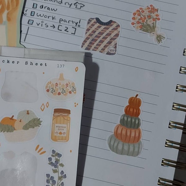 Fall Sticker Sheet BUNDLE of 8 | Bullet Journal, Scrapbook , Planner ...