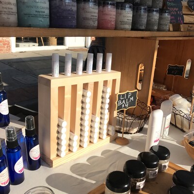 Lip Balm Tube Display Wooden Lip Balm Tube Holder 6 Slot Wood Lip Balm Tube Tower Farmers Market ...