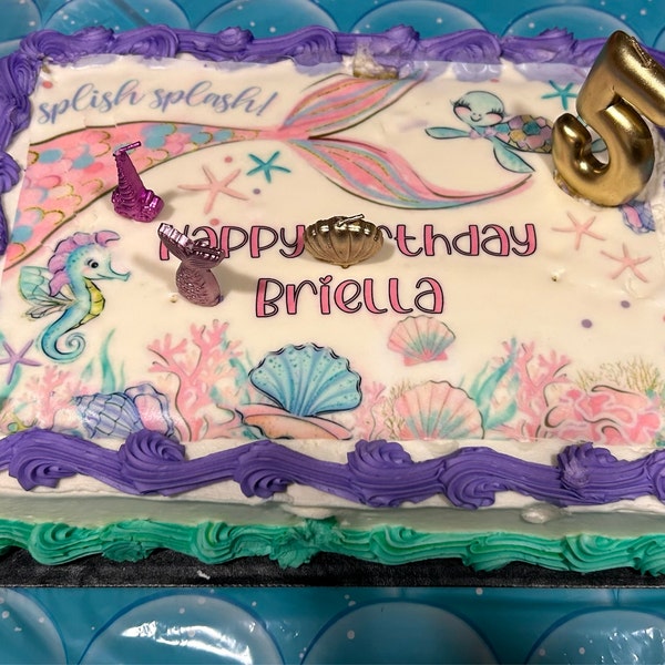 Mermaid Mermaids Splash Party Themed Edible Image Birthday Party Edible ...