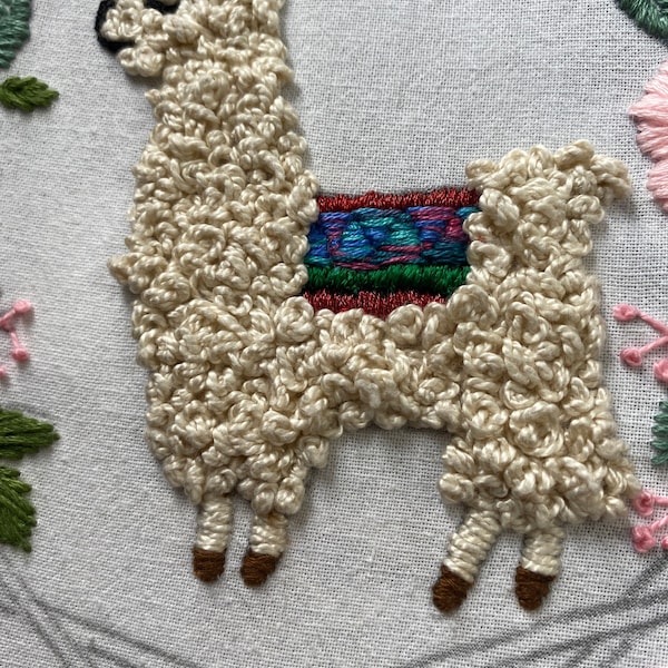Llama Embroidery Kit, Alpaca Hand Embroidery Pattern, DIY Modern ...