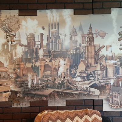 Steampunk Scenery Wall Mural Colorful Photo Gothic Room for Wall Decor ...