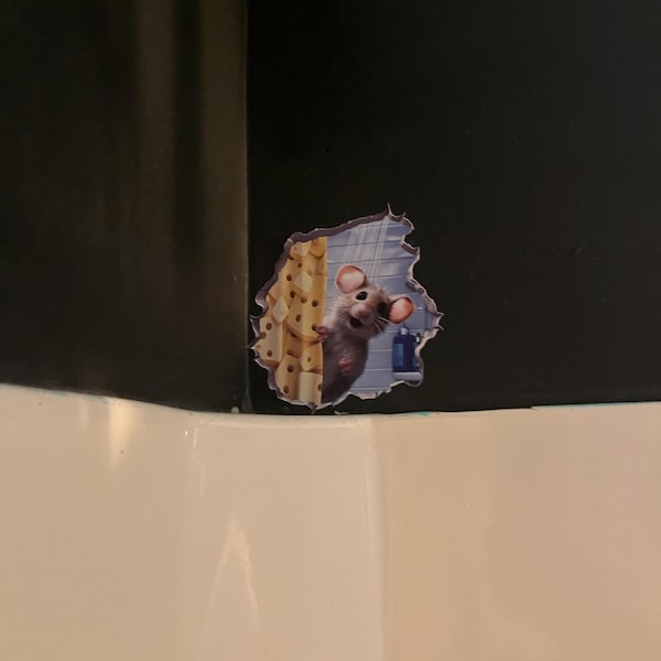 Buy Mouse Sitting on Toilet in Mouse Hole Decal Bathroom Potty Training ...