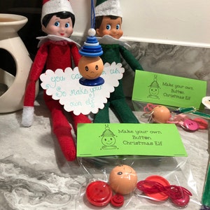 Make Your Own Button Elf Kit Christmas Tree Decoration Teacher Gift ...