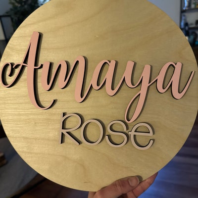 Customized Baby Name Sign, Baby Shower, Round Plaque, Personalized ...