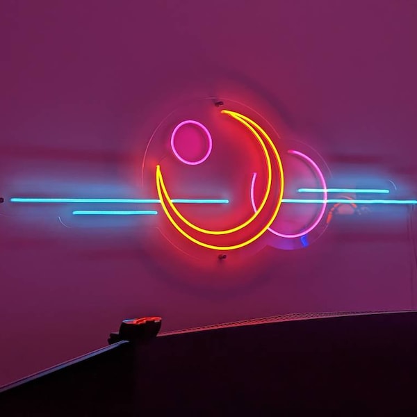 Moon Neon Sign - Sun Neon Sign, Wall Decor, Wall Sign, Moon Lines Sign ...