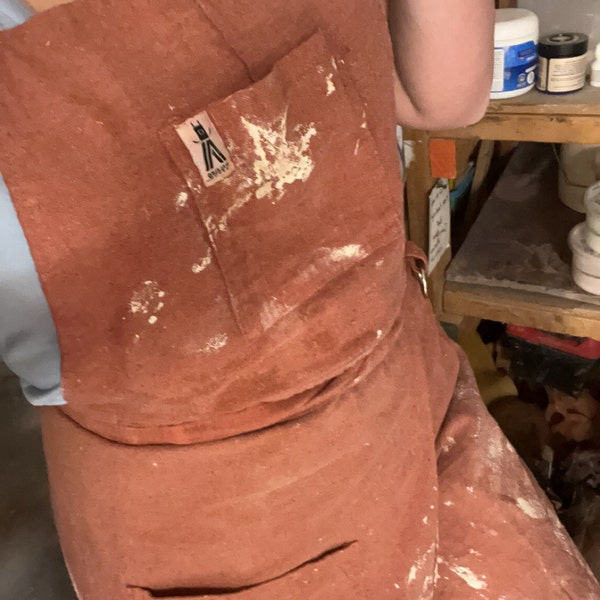 Rust Durable Cotton Canvas Pottery Apron Ceramic Apron Throwing Apron ...
