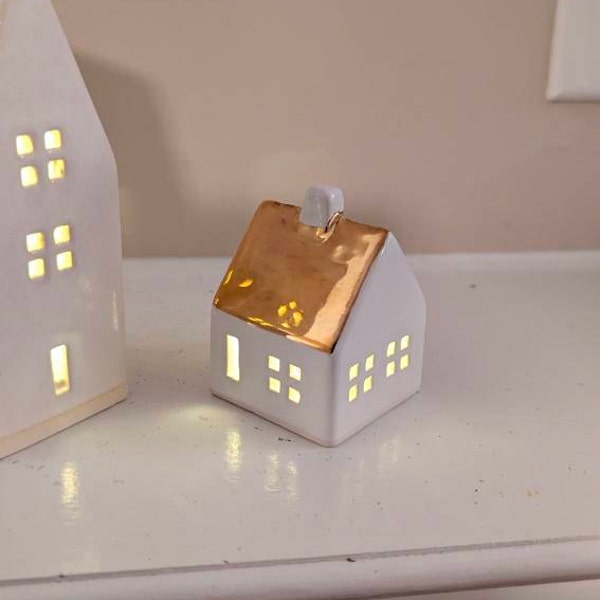 White Christmas Village Display. Handmade Miniature Luminary Houses for ...
