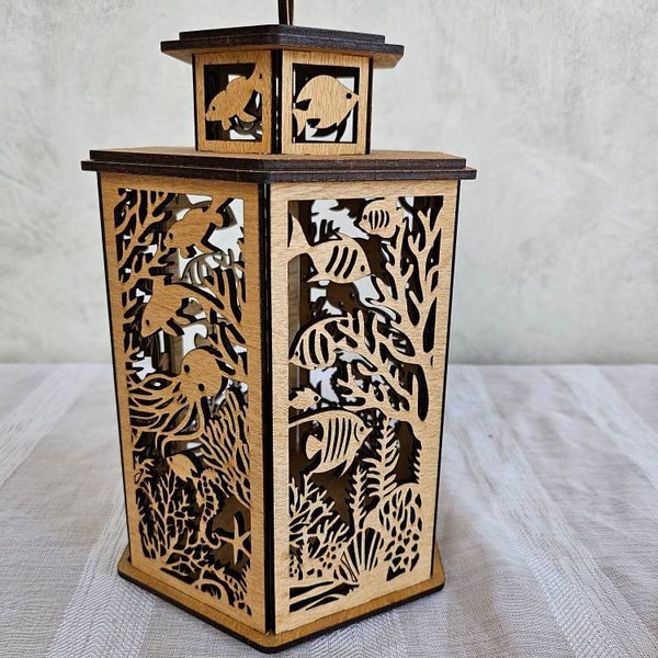 Ocean Dreams: 3D Underwater Laser Cut Lantern With Fish, Dolphin ...