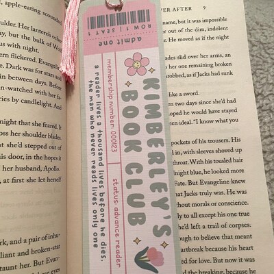 Green Customised Personalised Name Bookmark Personalized Book Club ...