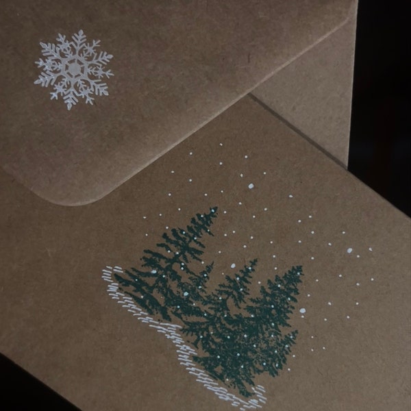 Snowy Trees Handmade Christmas Cards | Winter Holiday Blank Greeting ...