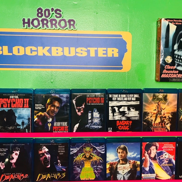 80's Horror Sign / Bookcase Display / Shelf Display - Etsy