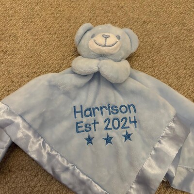Personalised Baby Comforter, Teddy Bear Comfort Blanket, New Baby Gift ...