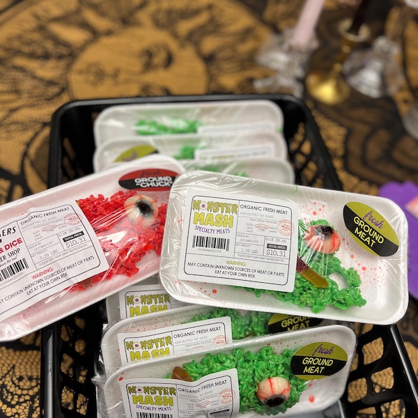 Halloween Raw Meat Stickers, Fake Meat Labels, Raw Meat Rice Treat ...