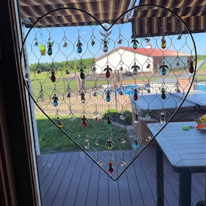 Beaded Chicken Wire Suncatcher for Window, Colorful Kitchen Window ...