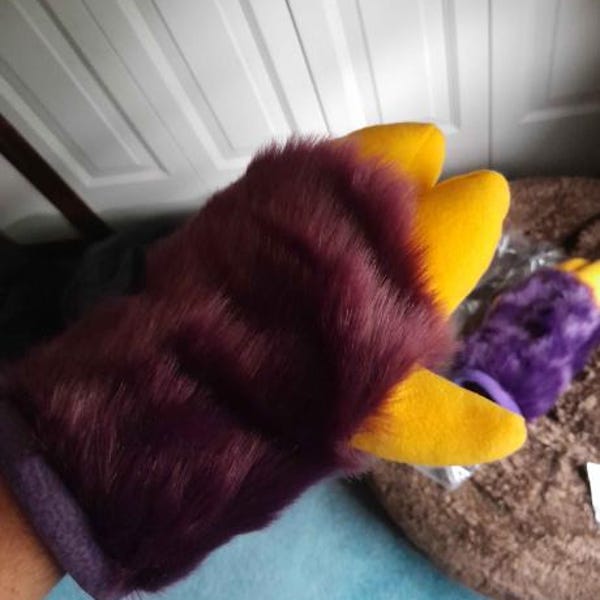 Black and White Furry Plush Fursuit Hand Paws Choose Your Colour Luxury ...