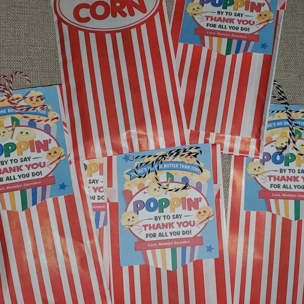 Popcorn Teacher Appreciation Printable, Teacher Gift, Popcorn, Gift Tag ...