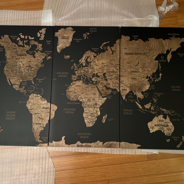 World Map Push Pin Wall Art With FREE Pins, Cork World Map Board ...
