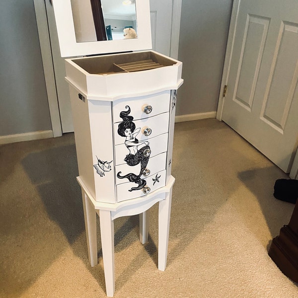 Jewelry Armoire, Cabinet, Organizer, Free Standing, Box, Storage, Gift ...