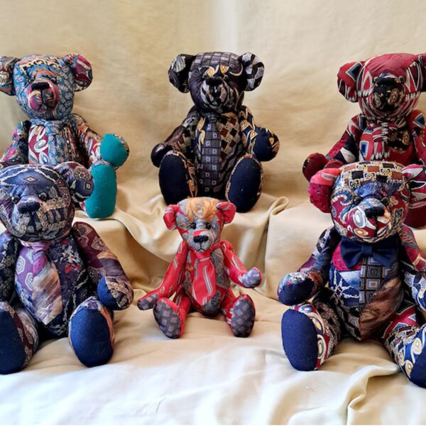 6 Necktie Patchwork Memory Bear - Etsy