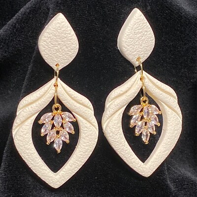 Small Ella Shell Inspired Embossed Drop Dangle With Hole Polymer Clay ...