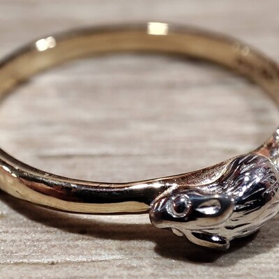 English 9K Yellow Gold Cute Dainty Mouse Ring Made in England Vintage ...