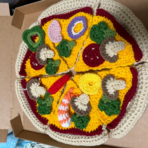 Crochet Pattern| Crochet Pizza Play Set | Pepperoni Shrimp Ham Octopus ...