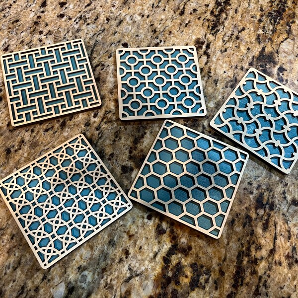 Mix & Match Set of 5 Geometric Coasters,geometric,new Home Gift,unique ...