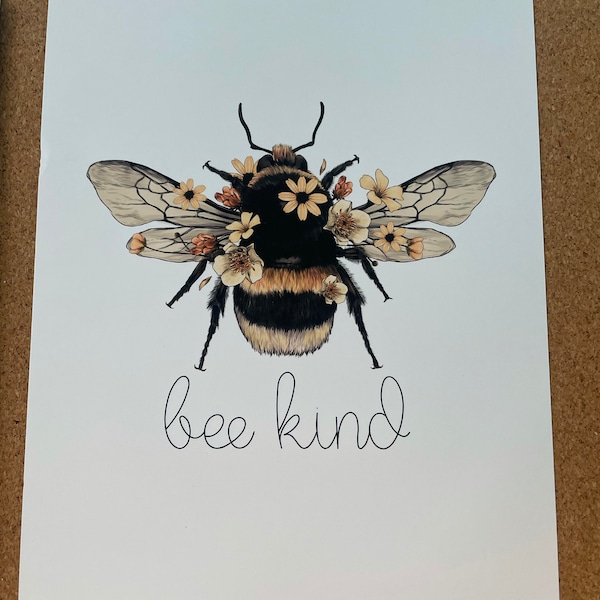 Bee Kind Print - Bee Happy, Bee Yourself, Bee-you-tiful, Nature Print ...