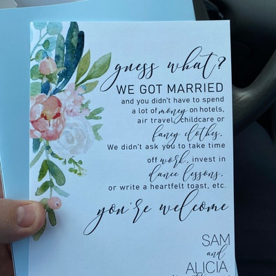 We Eloped, Funny, Elopement Announcement Template, Wedding Elopement ...