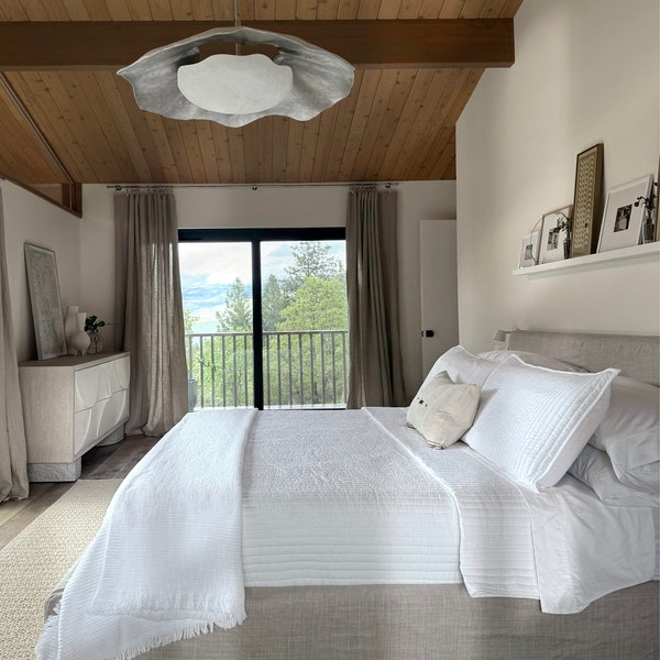 Set of 2 Canopy Bed Curtains, off White Linen Bed Drapes, Linen Bed ...