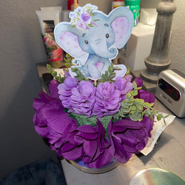 PRINTABLE Elephant Centerpieces Purple Elephant Cake Topper Elephant ...