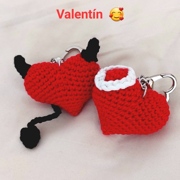 Keychains Devil&angel With Wings Crochet Heart Keychain Pattern ...