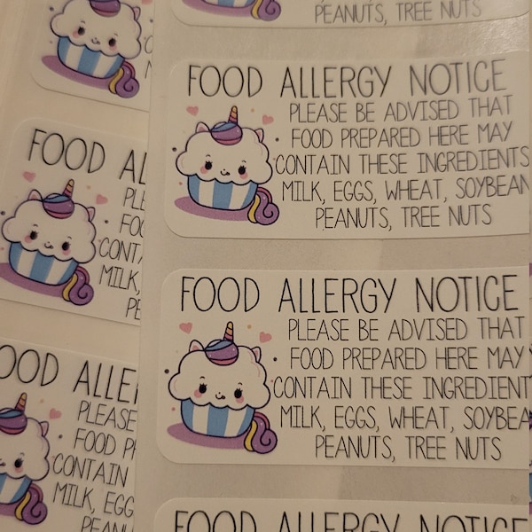 Cute Allergen Stickers, Small Food Labels, Bakery Stickers - Etsy
