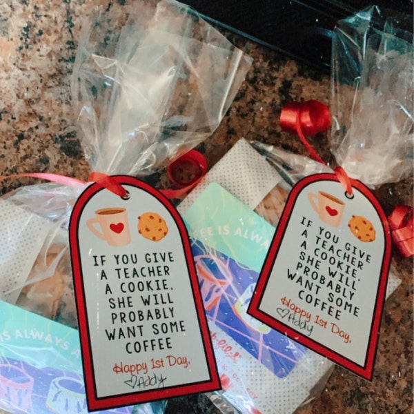 1st Day Teacher Cookie/coffee Tag back to School, Instant Digital ...