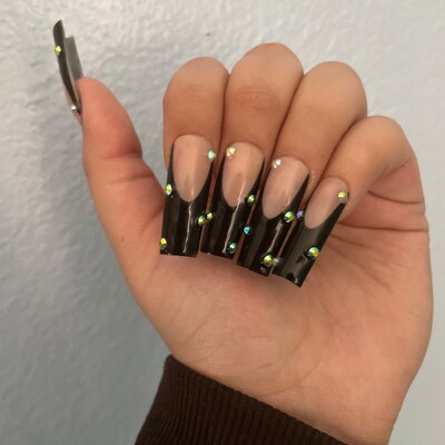 Y2k French Tip Press on Nails Handmade Fake Nails Glue on Nails Luxury ...