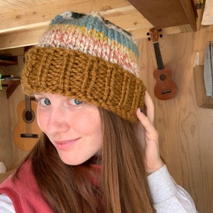 CUSTOM Multi-colored Beanies Hand Knit Chunky Beanies - Etsy