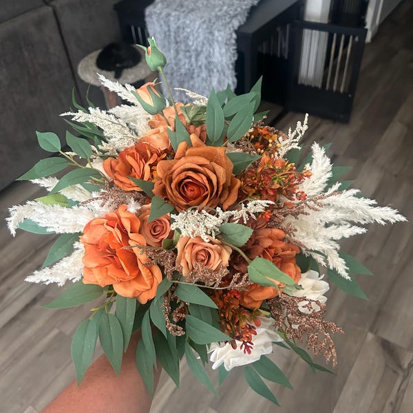 Burnt Orange & Ivory Fall Garland, Fall Rose and Hydrangea Garland ...