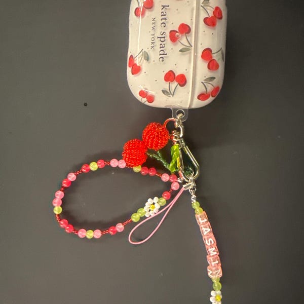 Cute Cherry Phone Charm Strap,beaded Fruit Cell Phone Chain,handmade ...