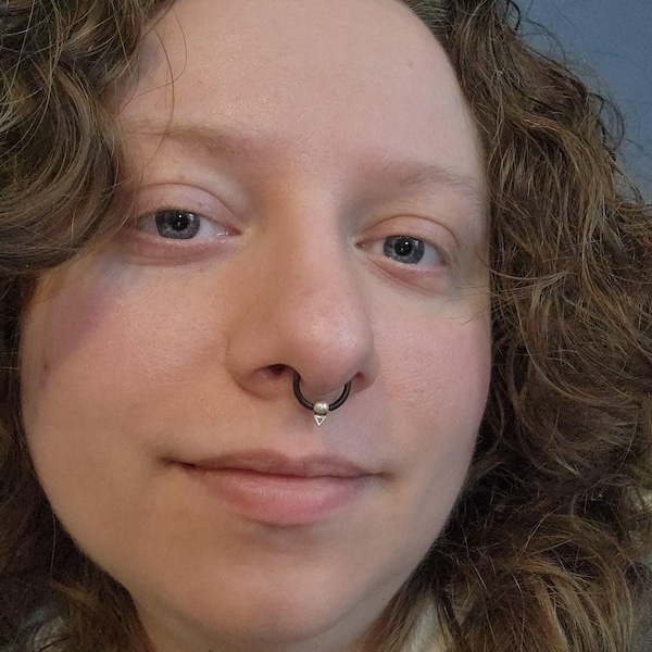 Sterling Silver Septum Ring With 3mm Gemstone in 14g (1.6mm) Stacked ...