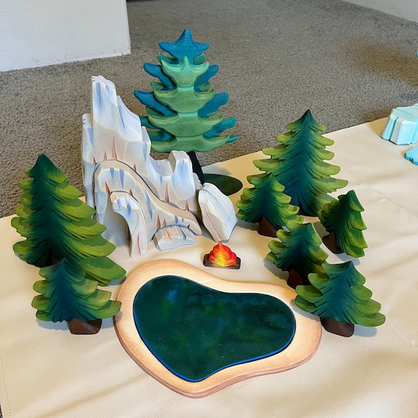 Fir Trees Waldorf Play Set | Montessori Wooden Tree | Handmade With ...