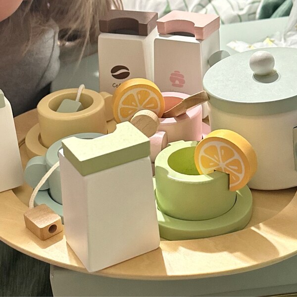 Personalized Wooden Afternoon Tea Play Set - Pretend Home Play ...