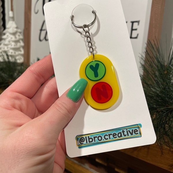 Bluey Inspired Yes/no Button Acrylic Keychain - Etsy