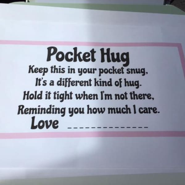 Printable Pocket Hug, Pocket Hug Printable's, Pocket Hug Business Tags ...