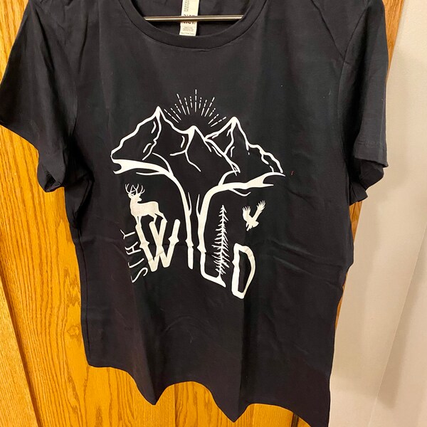 Women's Hipster Stay Wild Shirt Mountains T-shirt Explore Antlers ...