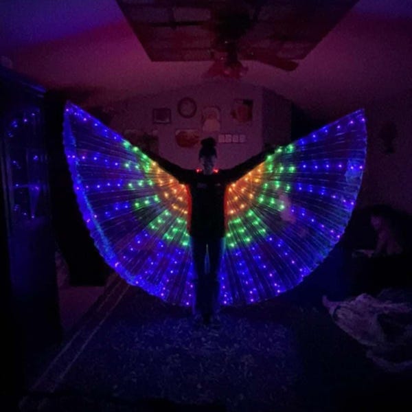 LED White Butterfly Wings, Light up Belly Dance Wings, White LED Wings ...