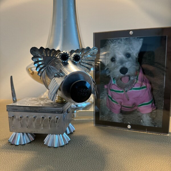 Dog Lifting His Leg on Fire Hydrant Sculpture - Found Object Art ...