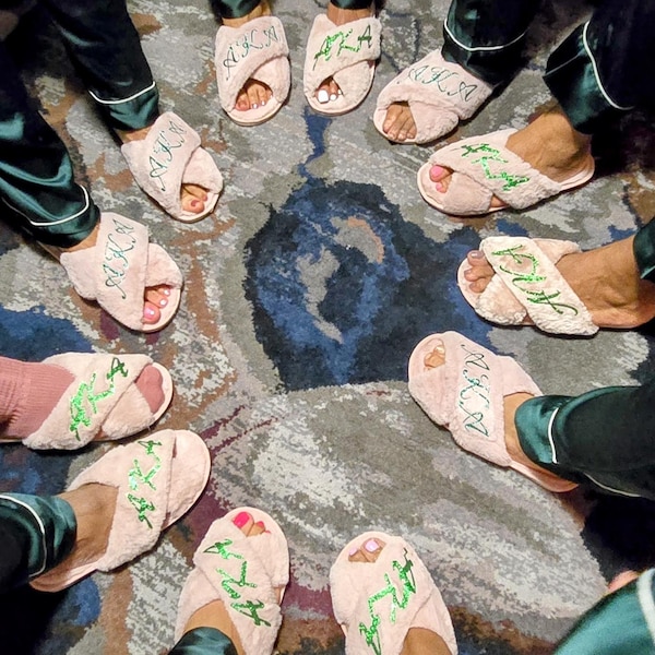 Custom Fluffy Slippers/custom Bride Slippers/christmas Party Slippers ...
